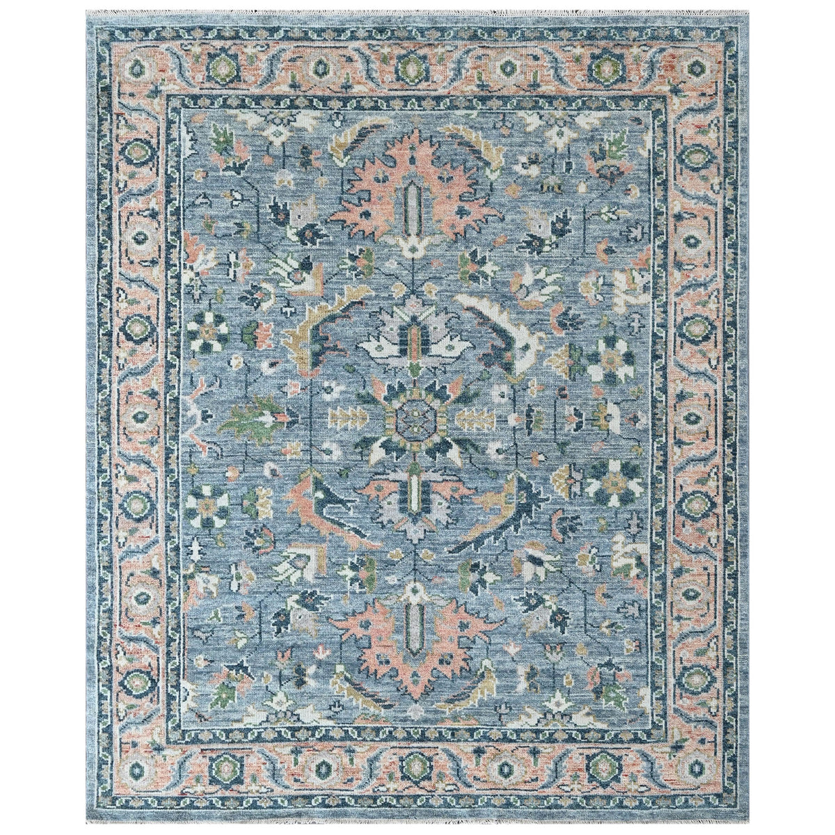 Blue 8x10 Oushak Arts and Crafts Hand Knotted Wool Oriental Area Rug ...